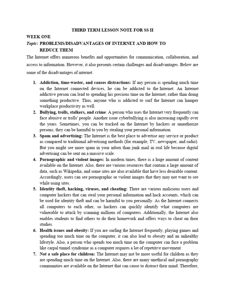 Third Term Lesson Note For Ss II | PDF | Websites | World Wide Web