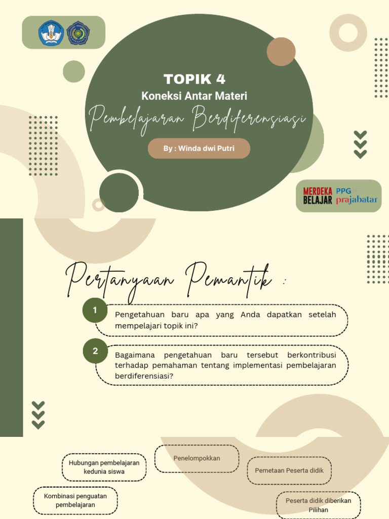 Topik 4 Koneksi Antar Materi - Pembelajaran Berdiferensiasi | PDF