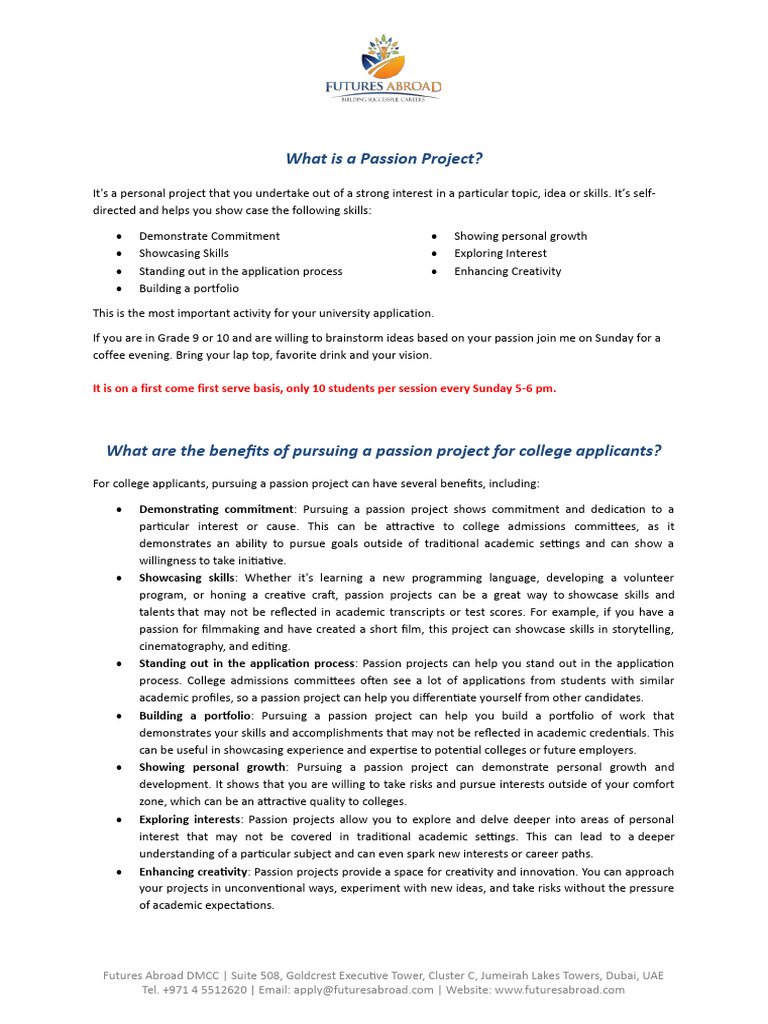 What is a Passion Project | PDF | Creativity | University And College ...