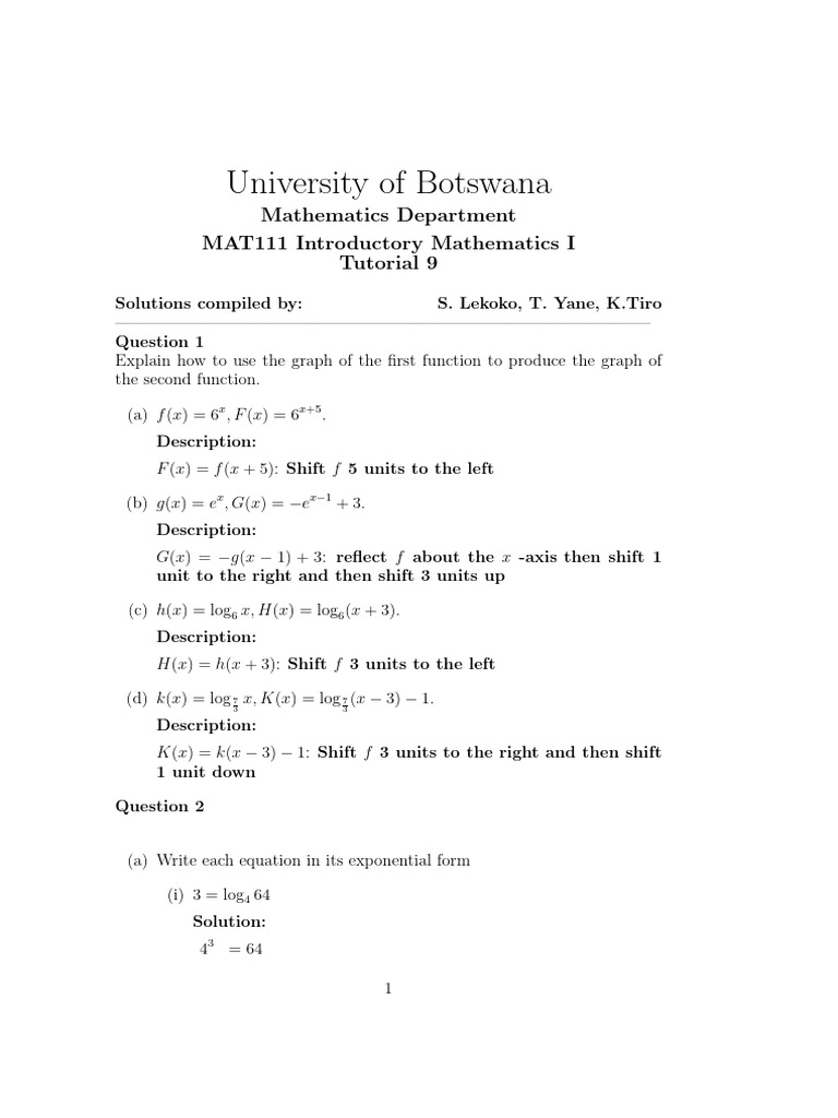 Tutorial 9 Solutions | PDF | Function (Mathematics) | Mathematical Relations
