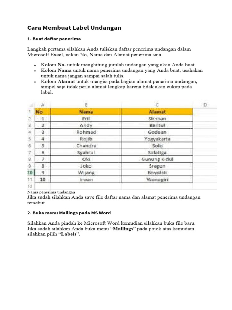 Panduan Membuat Label Undangan di Word | PDF | Karier & Perkembangan ...