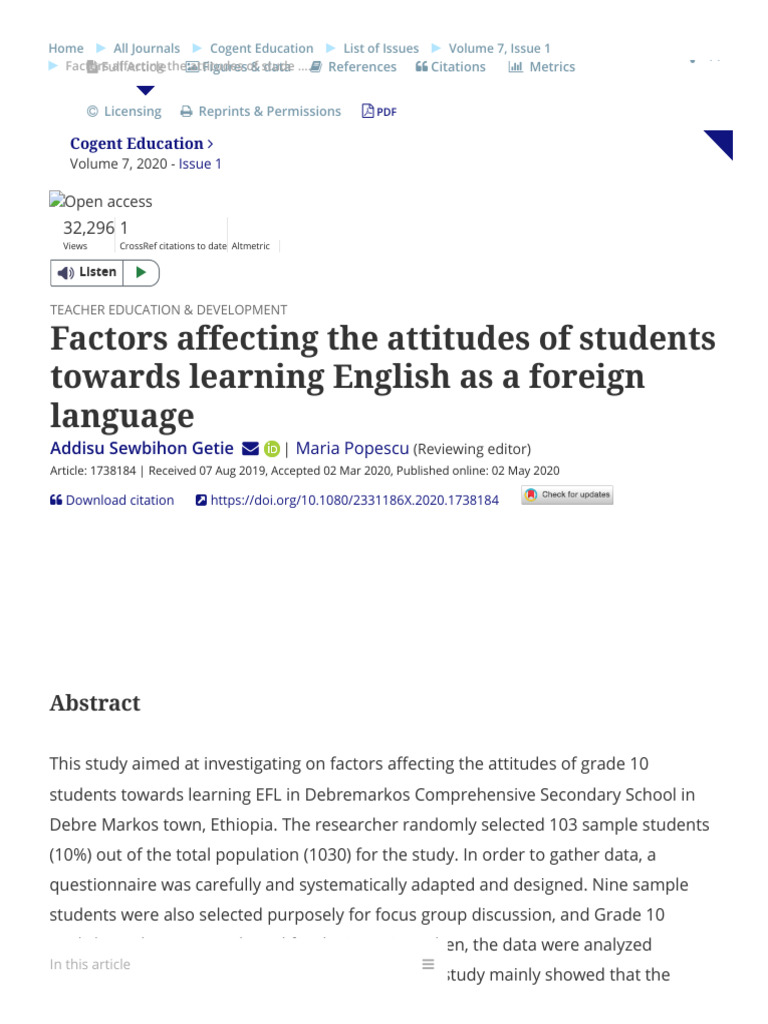 Full Article - Factors Affecting The Attitudes of Students Towards ...