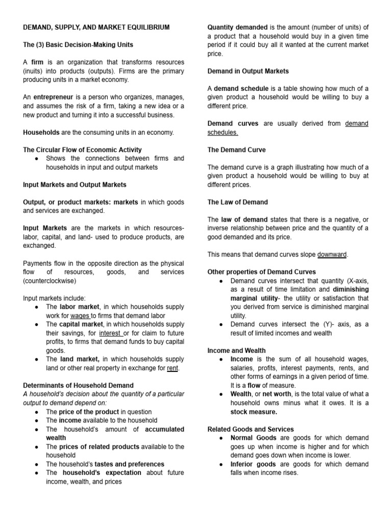 Demand And Supply Pdf Demand Demand Curve