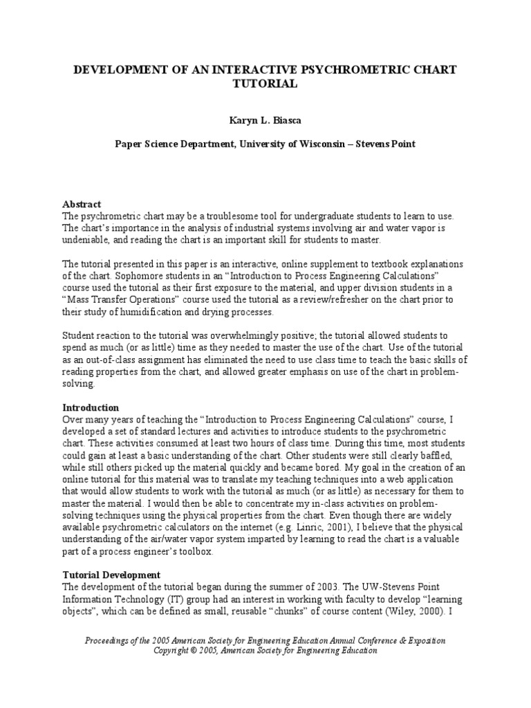 Development of An Interactive Psychrometric Chart Tutorial | PDF