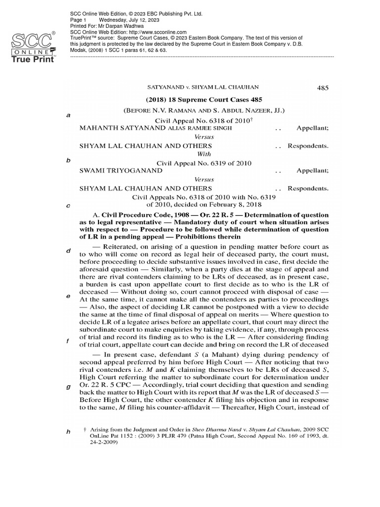 SC Ramana, para 12 - Scope of O22 R 5 | PDF | Justice | Crime & Violence