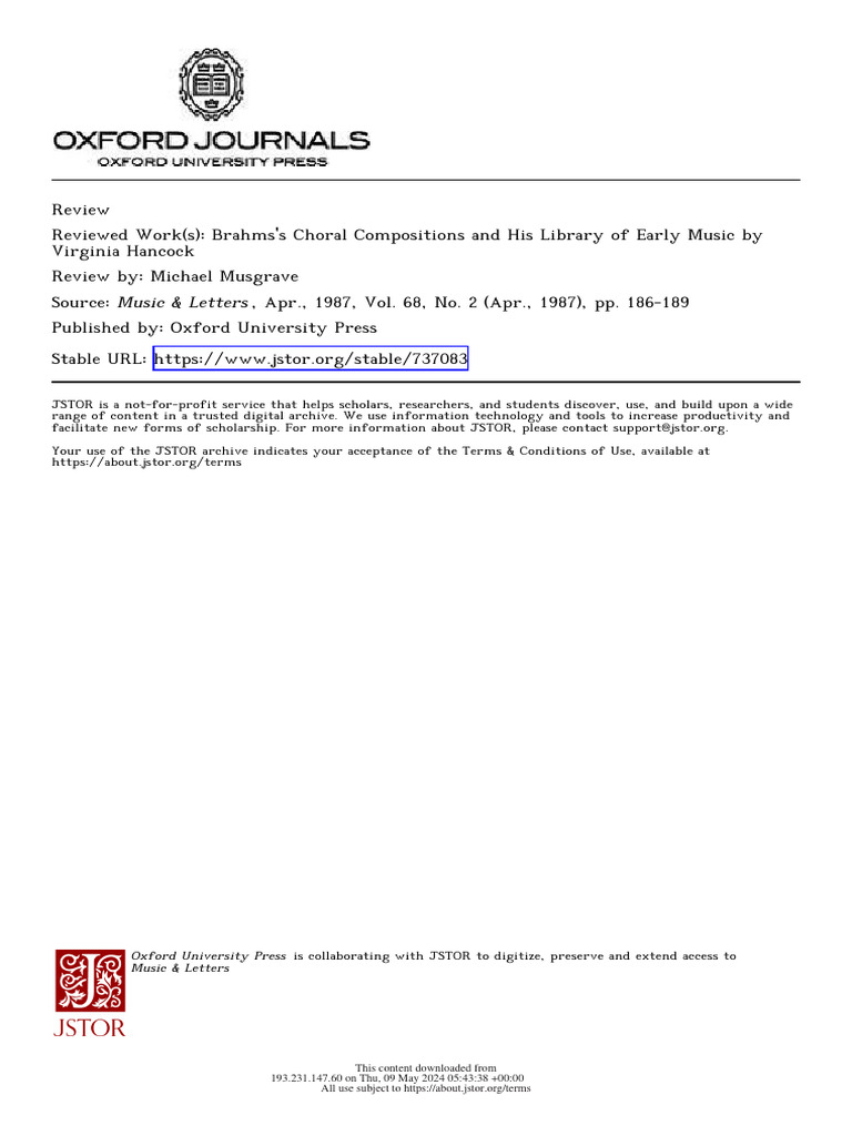 Brahms's Choral Compositions | PDF | Johannes Brahms | Johann Sebastian ...