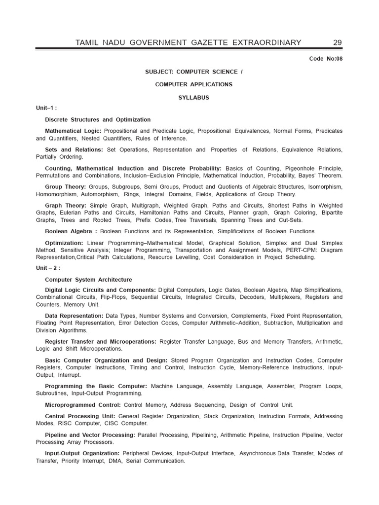Tamil Nadu Govt Computer Science Syllabus | PDF | Computer Network | Parsing