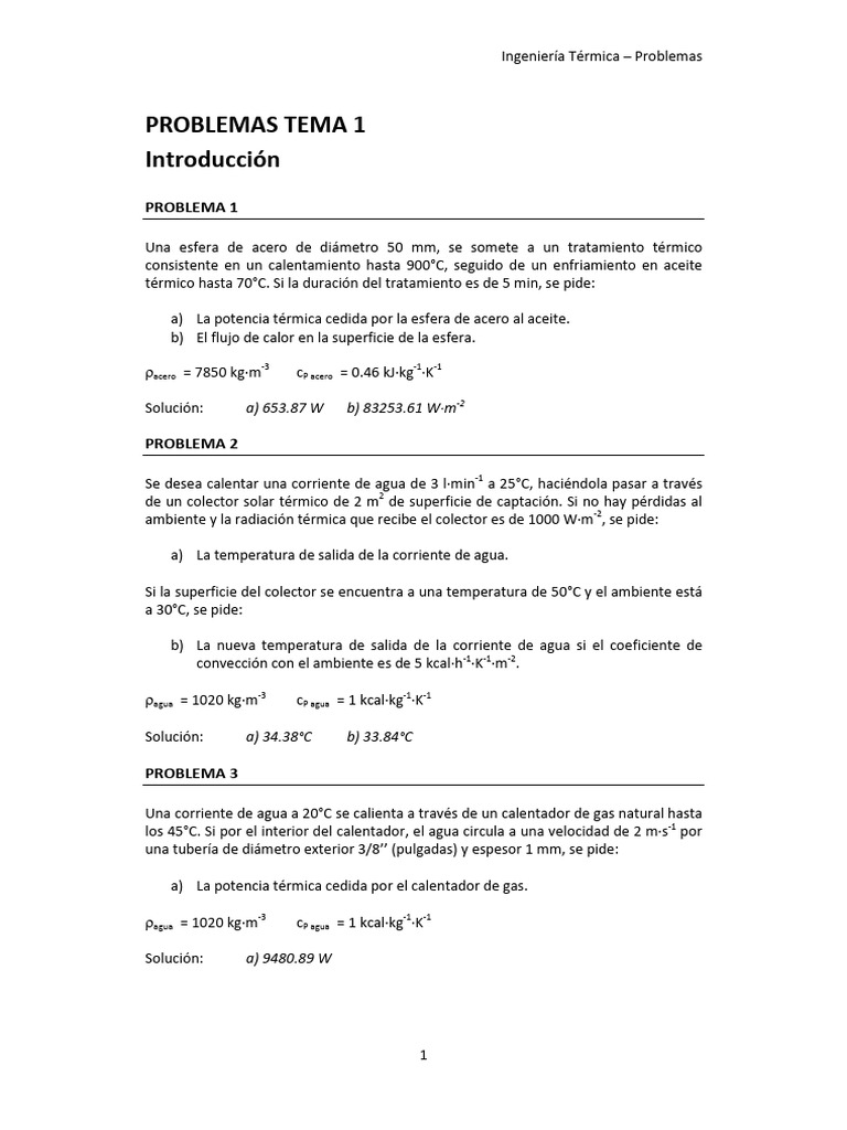 Termica Ejercicios | PDF | Convección | Agua