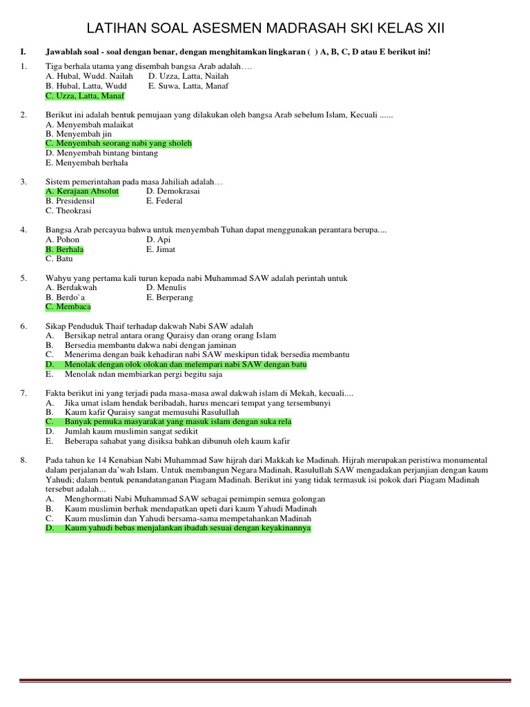 Latihan Soal Asesmen Ski | PDF