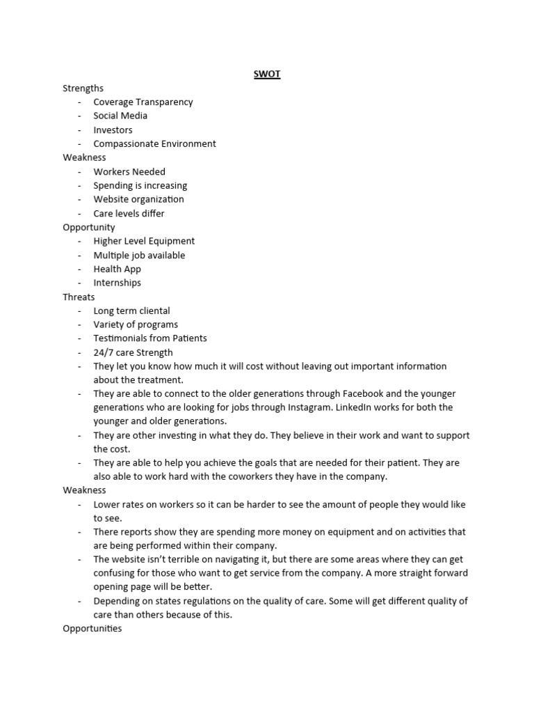 Annotated-BUS301 SWOT Analysis Draft-Eveli Alonso | PDF | Physical ...