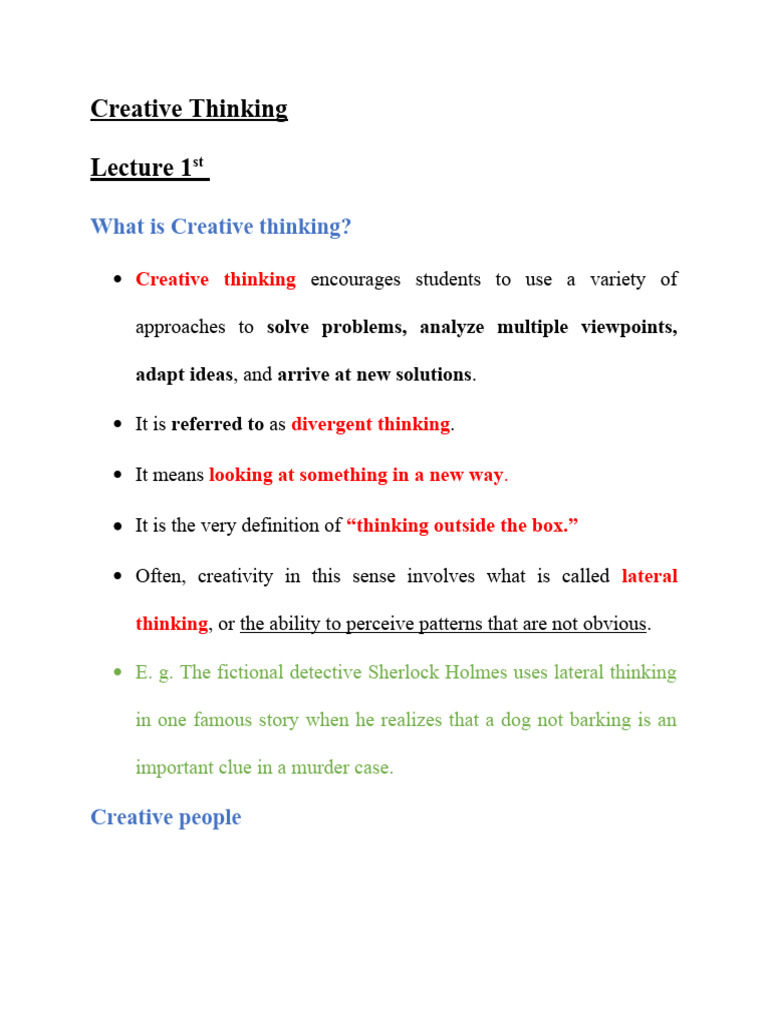 Creative Thinking Rania | PDF | Thought | Creativity