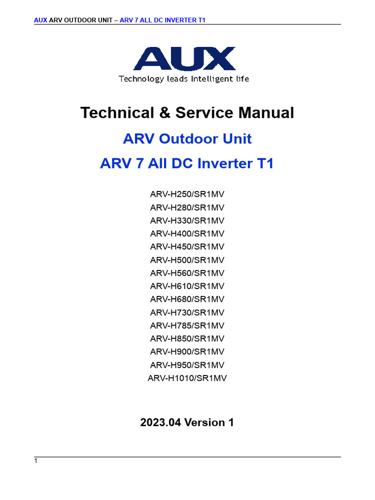 Teachnical & Service Manual ARV 7 T1 All DC Inverter Series 8-36 HP V1 | PDF | Heat Exchanger ...