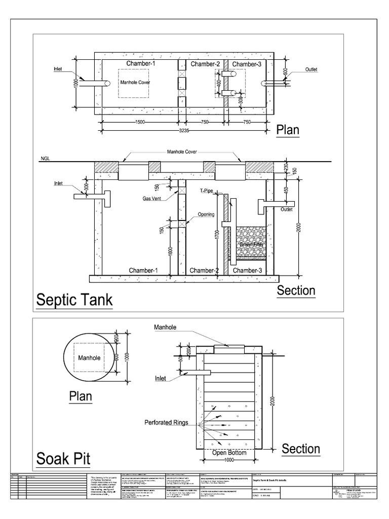 Septic Tank & Soak Pit Drawing | PDF