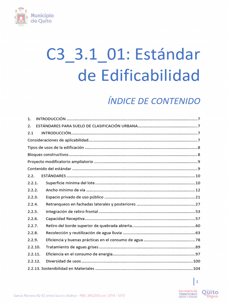 C3 - 3.1 - 01: Estándar de Edificabilidad | PDF | edificio | Uso eficiente de energía