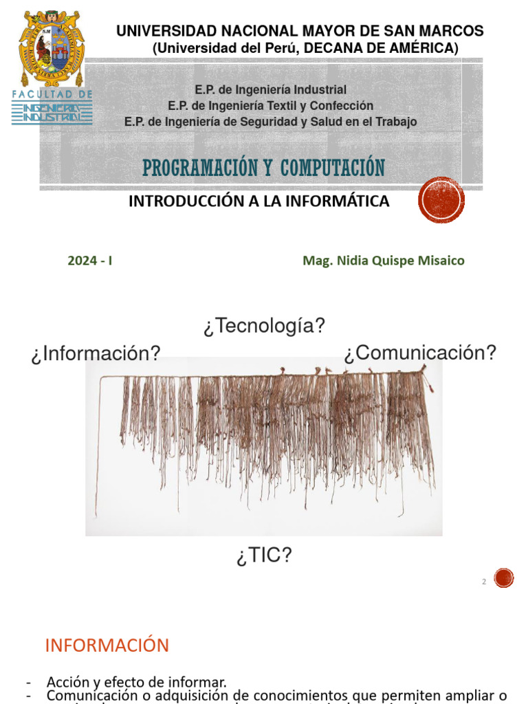 Tema 1 - Introducción a la Informática -2024 1 | PDF | Almacenamiento de datos de la computadora ...