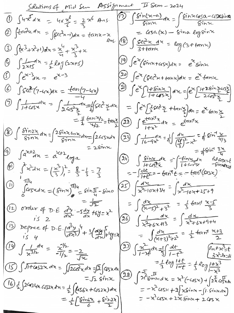 Solutions of Mid Sem Assignment 2nd Sem-24 | PDF