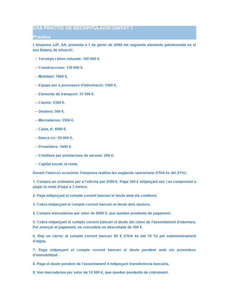 Cas Pràctic de Recapitulació Unitat 7 | PDF