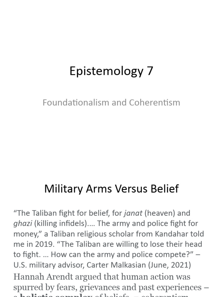 Justification in Epistemology: Foundationalism vs Coherentism | PDF ...