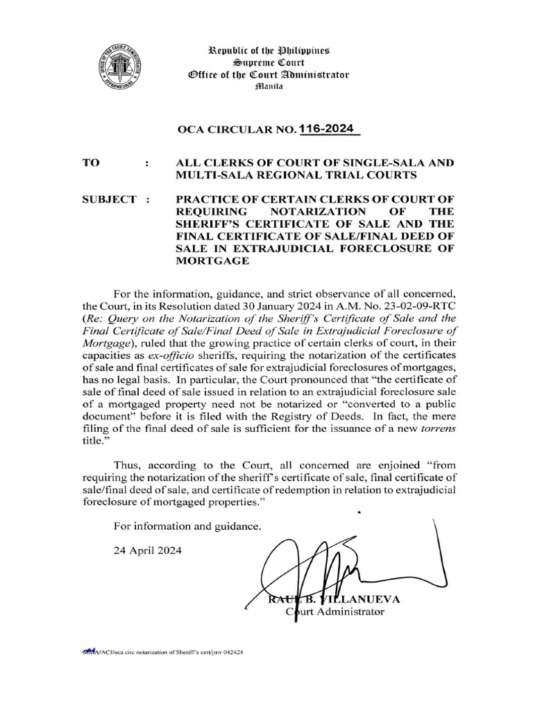 OCA Circular No. 116-2024 | PDF