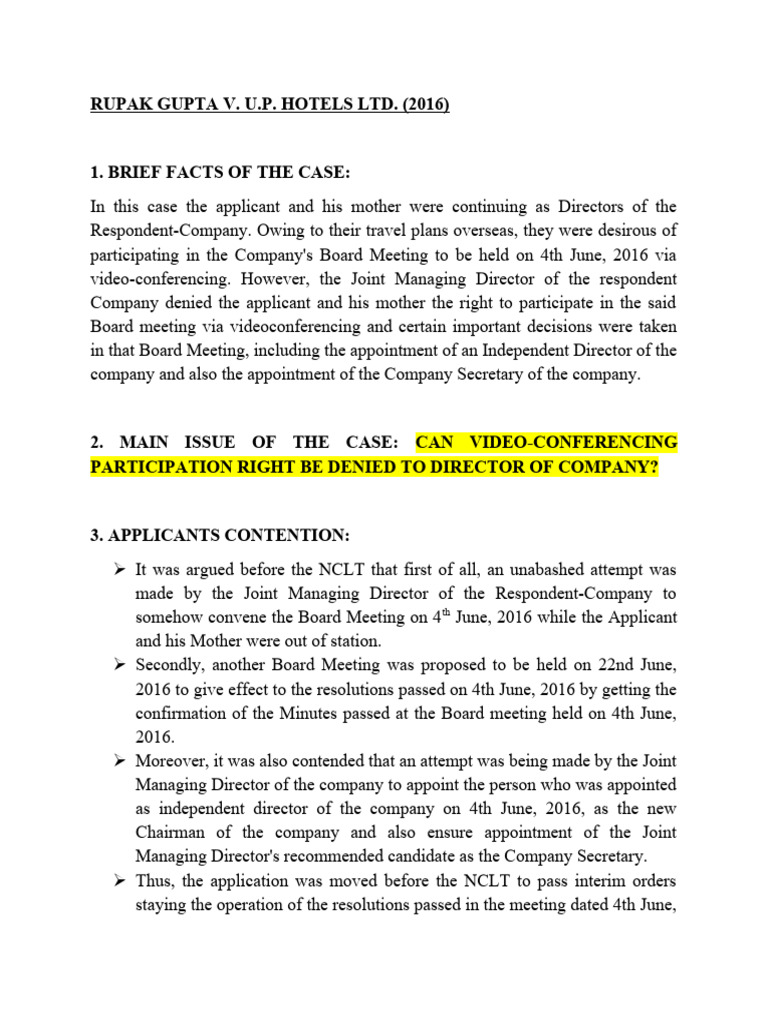 Rupak Gupta Case - (BOD Meeting) | PDF | Videotelephony | Government