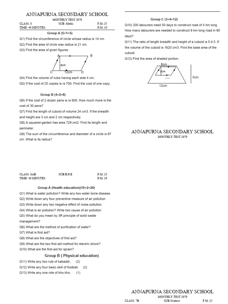Class 6ab 7b 8ab | PDF | Light | Area