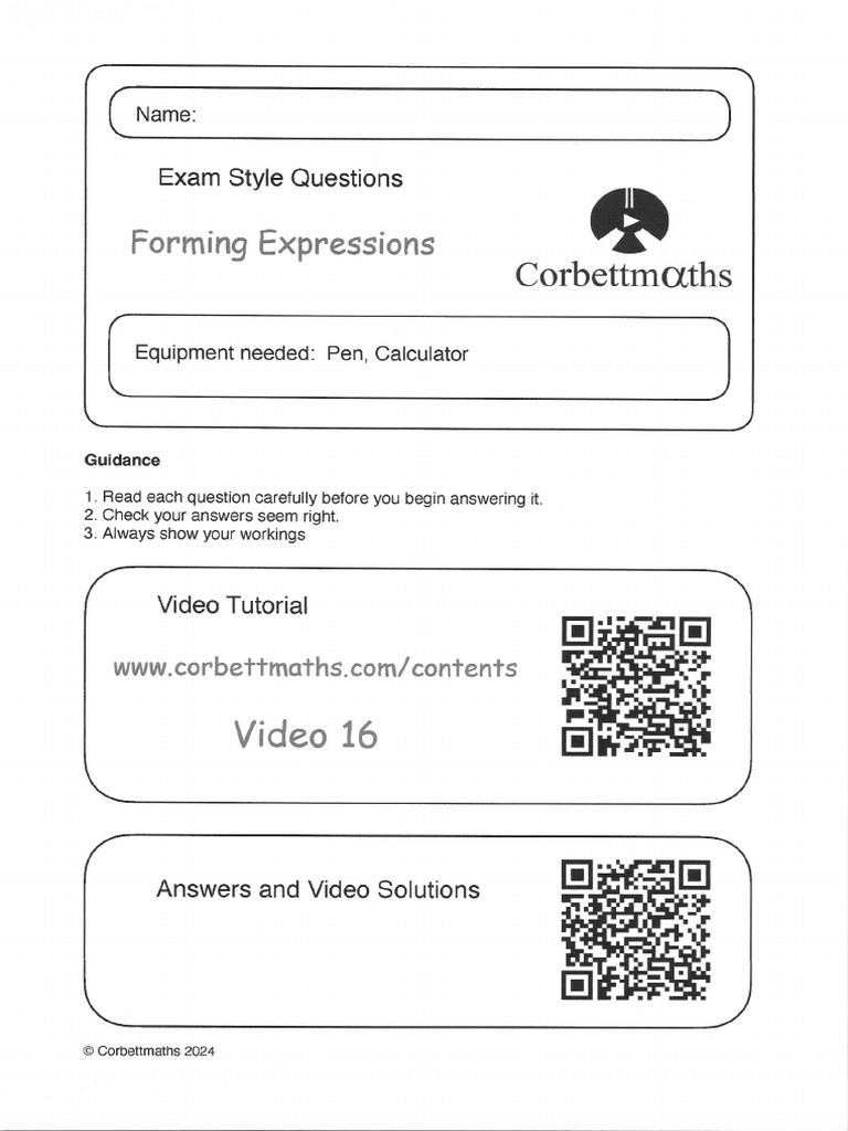 Forming Expressions Answers | PDF