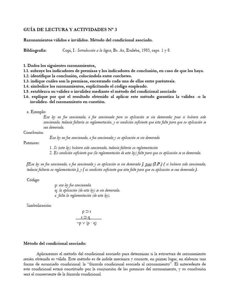 Guía de Lectura y Actividades #3 | PDF | Razonamiento deductivo ...
