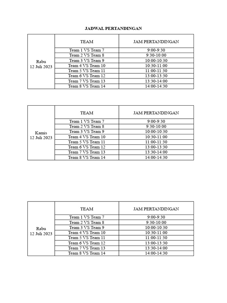 Jadwal Pertandingan | PDF