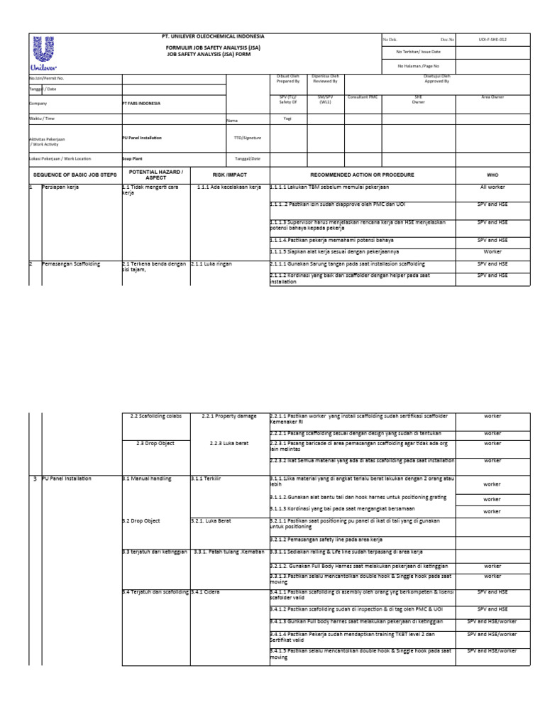 Jsa - Pu Panel Workinstallation | PDF