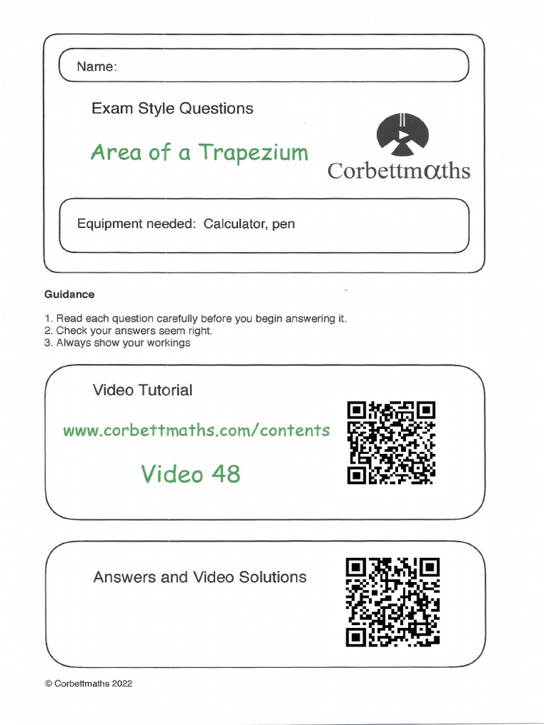 Area Trapezium Answers | PDF Area Trapezium Answers | PDF