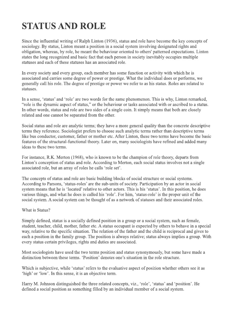 Status N Role | PDF