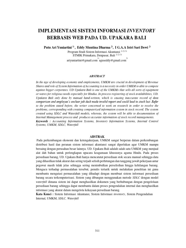 Implementasi Sistem Informasi Inventory Berbasis Web Pada Ud. Upakara ...