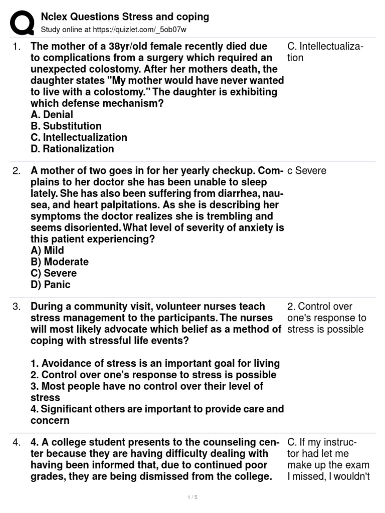 Stress and Coping | PDF | National Council Licensure Examination | Nursing