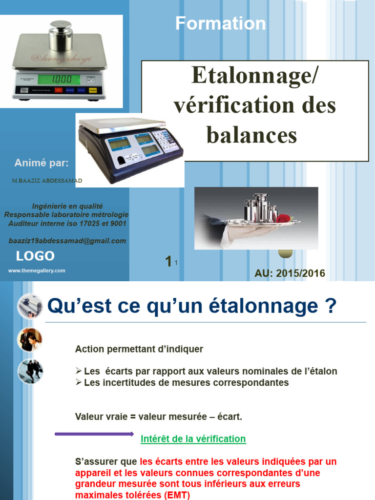 Generalité Pesage | PDF | Balance (instrument) | Calibrage