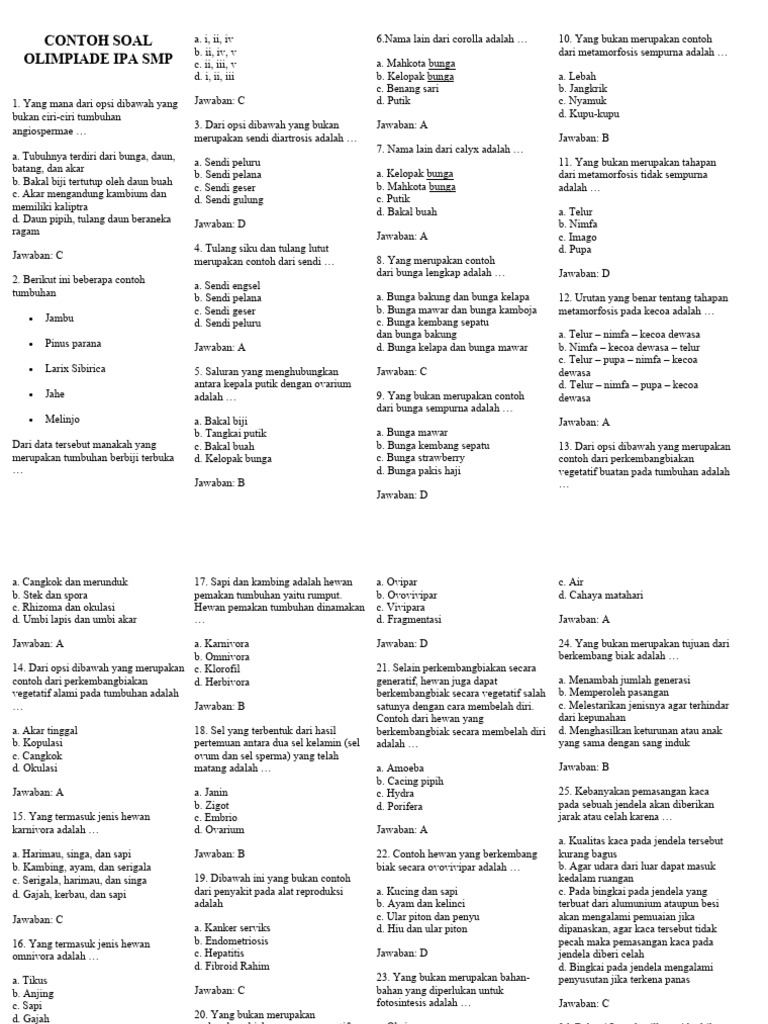 Contoh Soal Olimpiade Ipa SMP | PDF