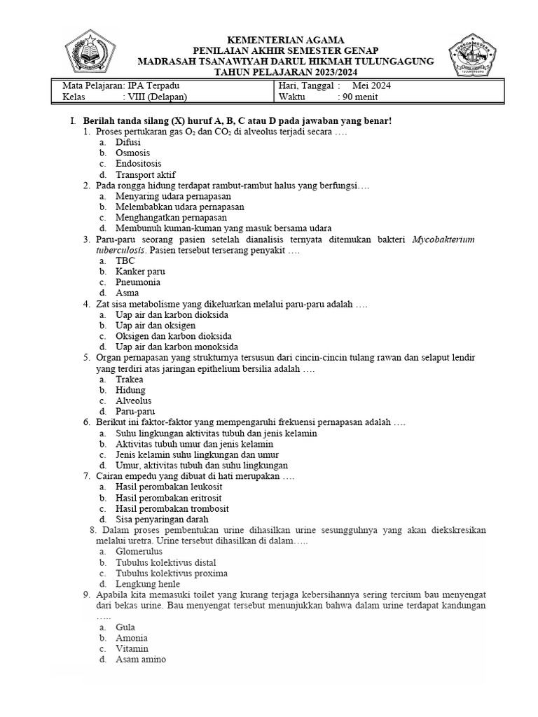 Ipa Soal - 8 Genap - Sukma | PDF