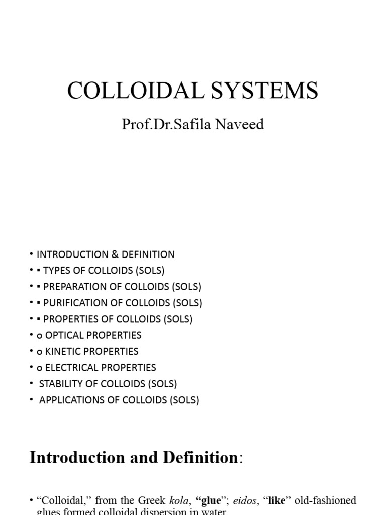 2.Colloidal Systems (1) | PDF | Colloid | Chemistry
