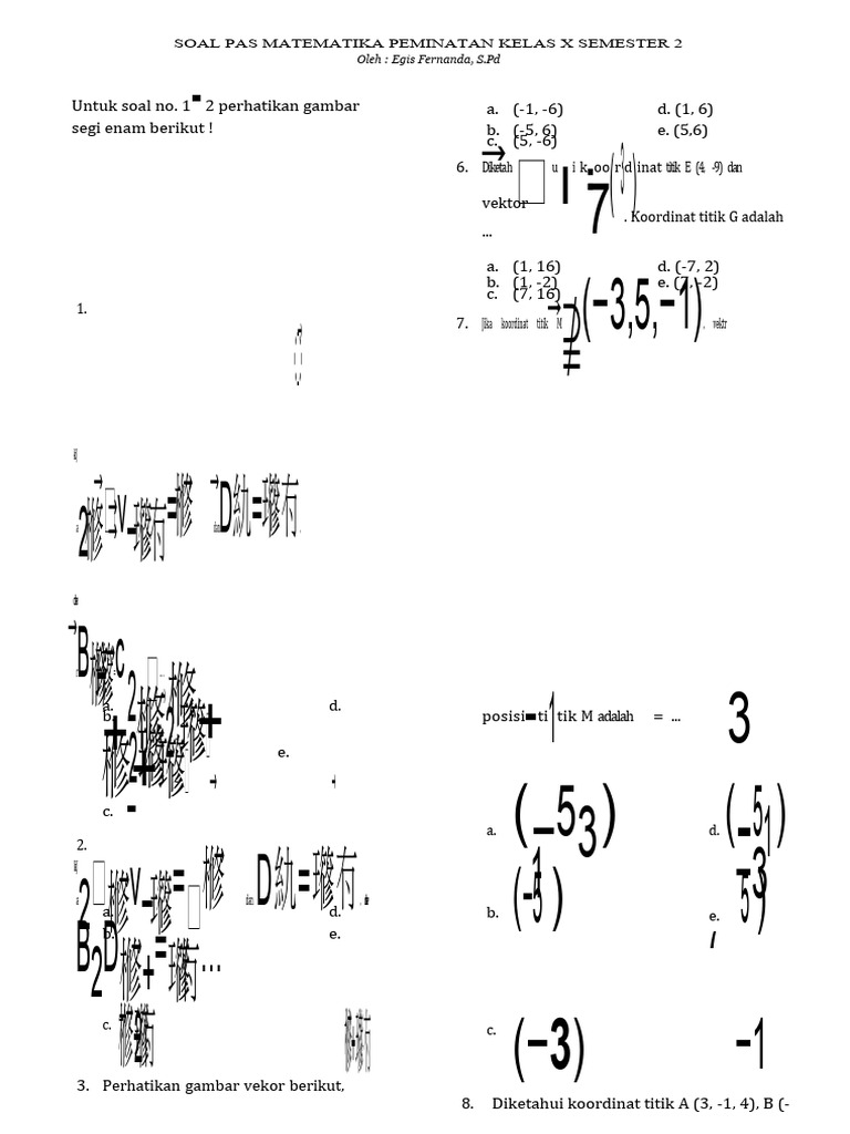 PDF Soal Pas Semester 2 Kelas X Matematika Peminatan | PDF | Metode & Bahan Ajar