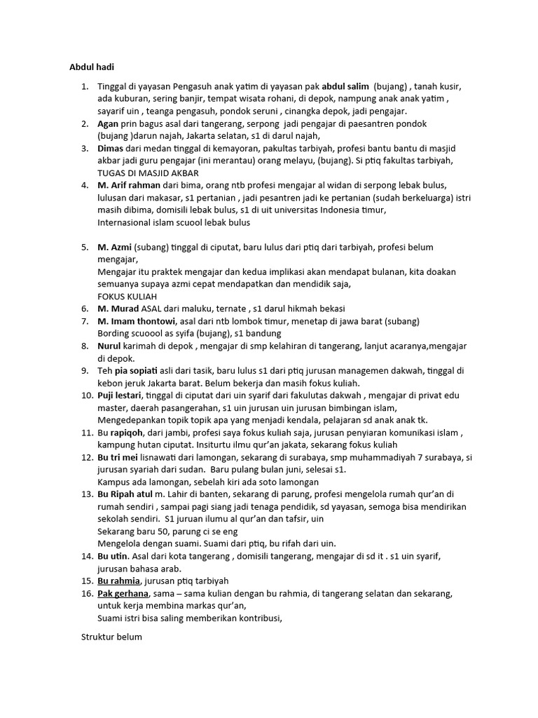 Profil Masing - Masing Mahasiswa | PDF