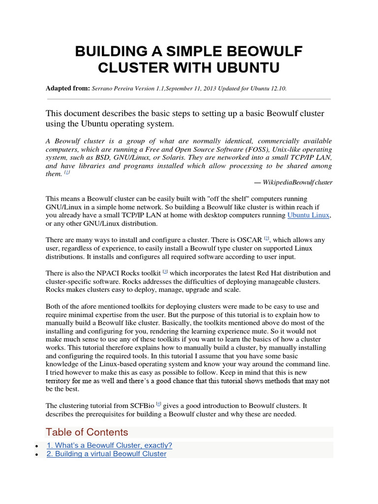 Building a Beowulf Cluster on Ubuntu | PDF | Computer Cluster | Secure ...