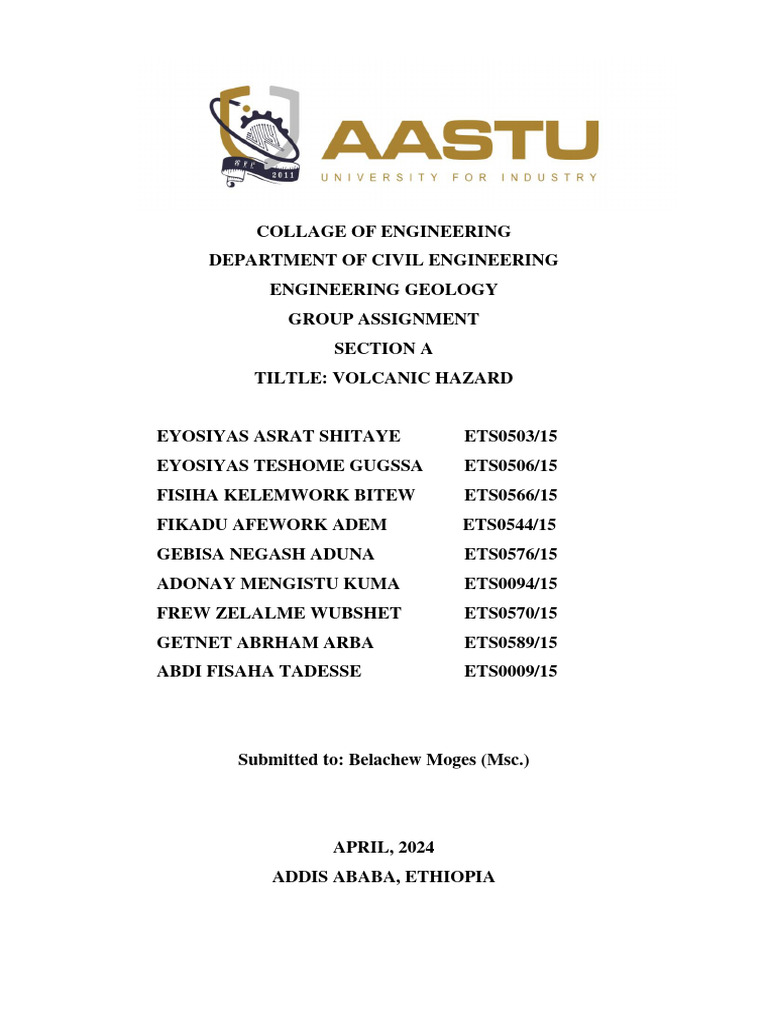 Engineering Geology Assignment | PDF | Volcanic Ash | Volcano