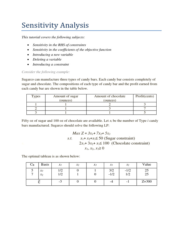 Sensitivity Analysis Step by Step Tutorial | PDF | Sensitivity Analysis ...