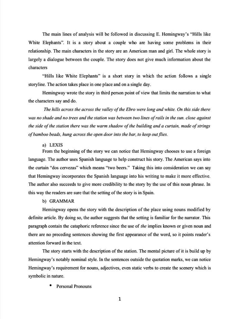 hills-like-white-elephants | PDF | Linguistic Typology | Languages