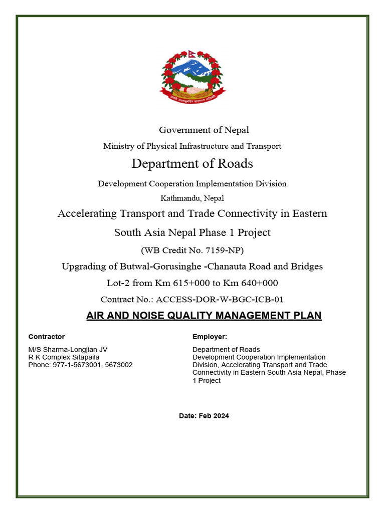 Air Noise Quality Management Plan | PDF | Air Pollution | Dust