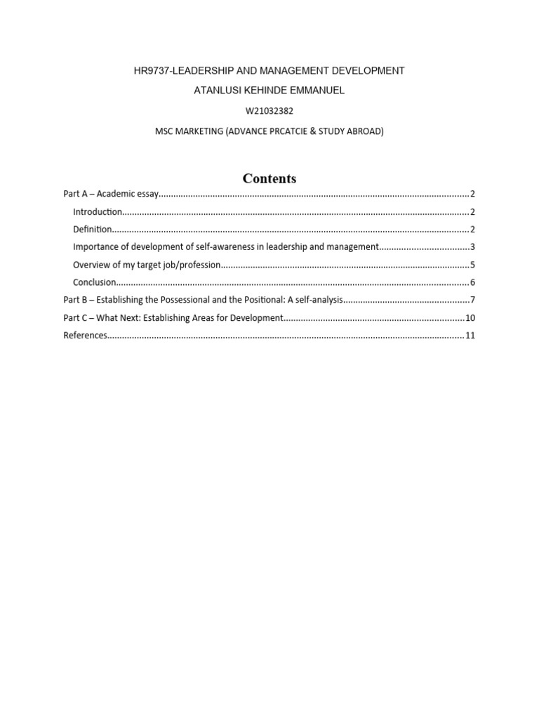 HR9737-Leadership and Management Assignment | PDF | Leadership | Self ...