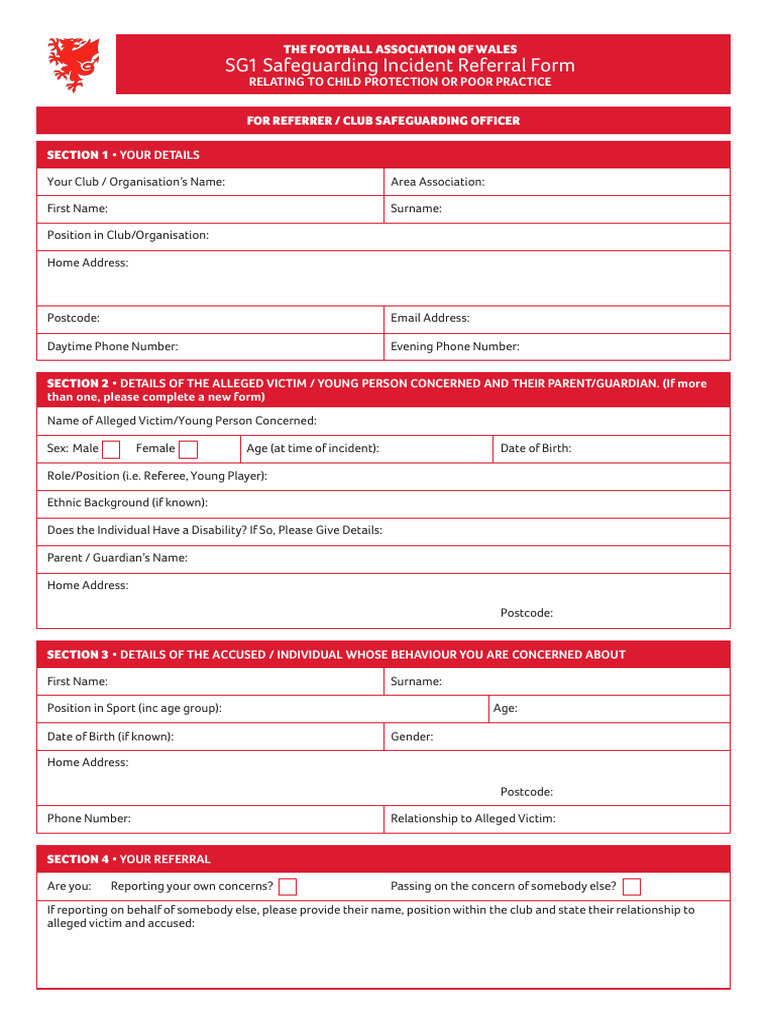 SG1 Safeguarding Incident Referral Form | PDF | Justice | Crime & Violence