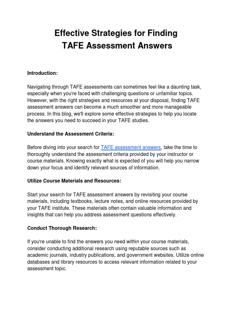 TAFE Assessment Help | PDF | Critical Thinking | Thought TAFE Assessment Help | PDF | Critical Thinking | Thought