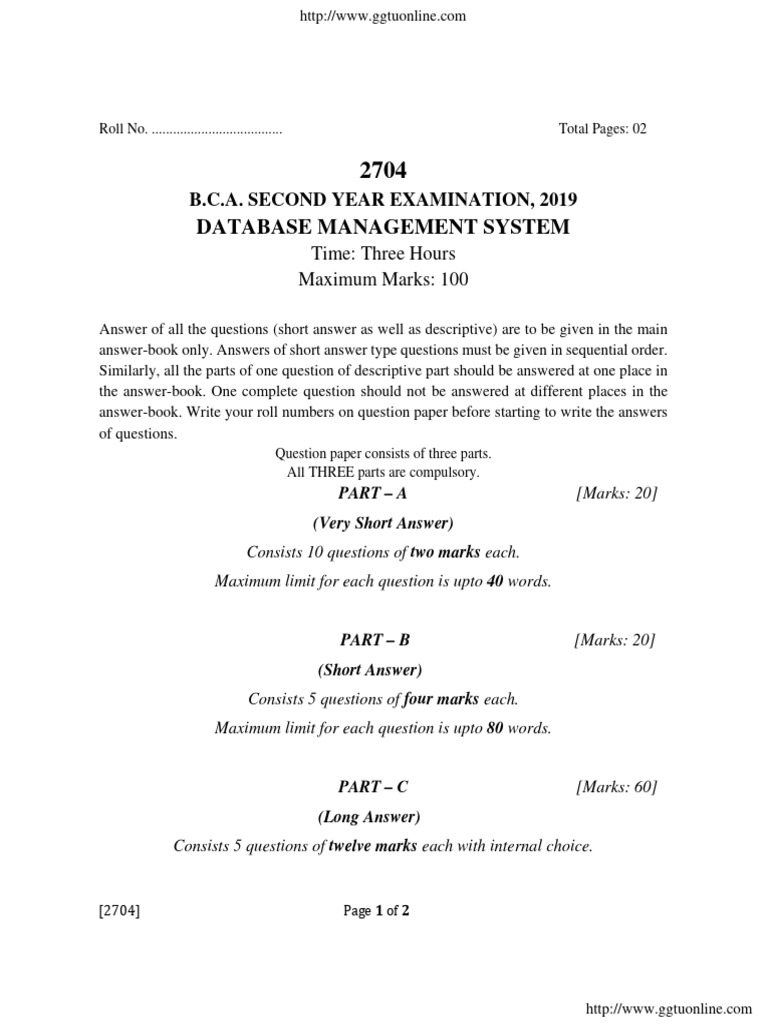 Bca 2 Year Database Management System 2704 2019 | PDF | Databases ... Bca 2 Year Database Management System 2704 2019 | PDF | Databases ...