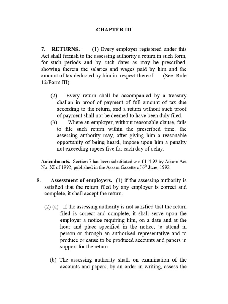 The Assam Professions, Trades, Callings And Employments Taxation - Act 
