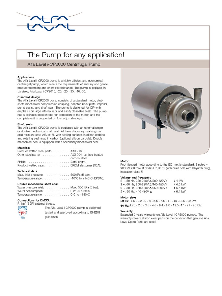 i-CP2000-Centrifugal-Pump Product Leaflet | PDF | Pump | Mechanical Engineering